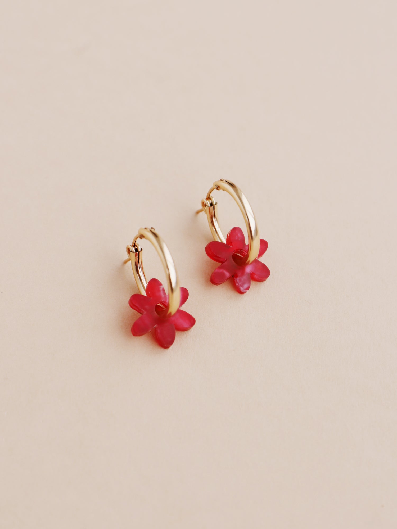 Mini Caia Hoops in Ruby